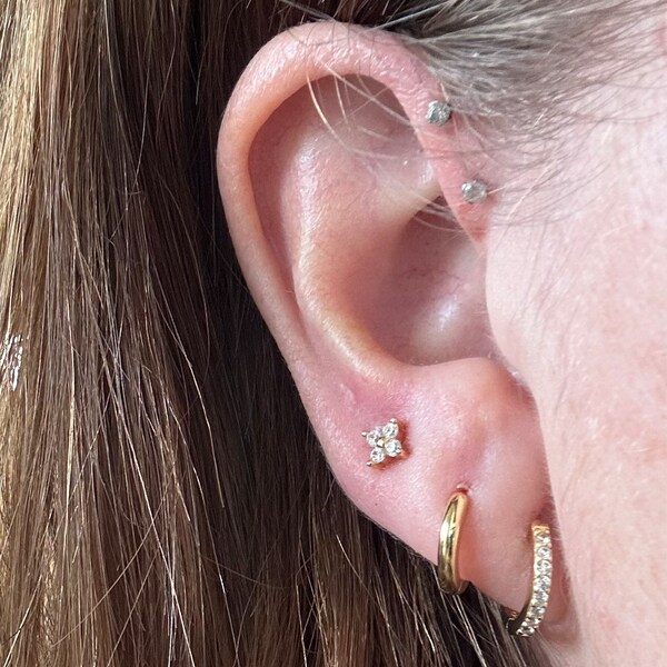 Gold Plated Earring Stack, Silver Earring Stack, Sterling Silver ...