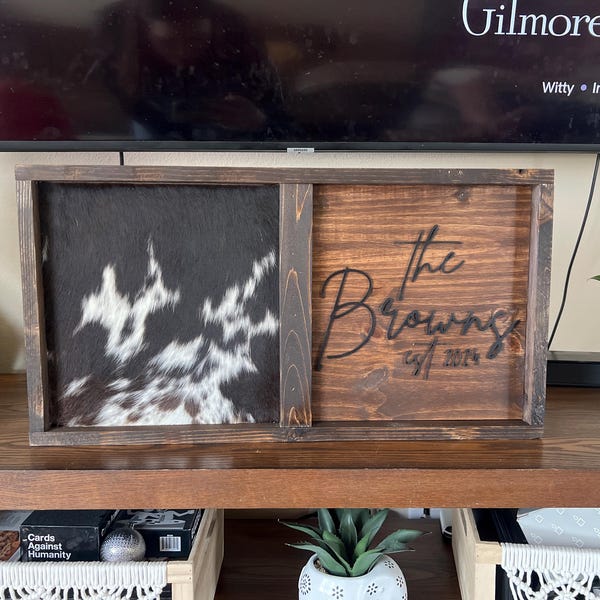 Cowhide Branding Frame, Cowhide Wood Sign, Family Heirloom, Unity ...