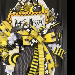 Bee Blessed Bumble Bee Honeycomb Sign for Wreaths With Two Bees - Etsy
