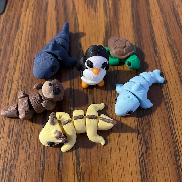 3D Printed Marine Animal Toy Bundle, Colorful Fidget and Sensory Aids ...