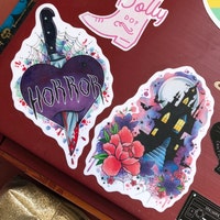 Haunted House Vinyl Sticker Halloween Sticker Tattoo Print - Etsy