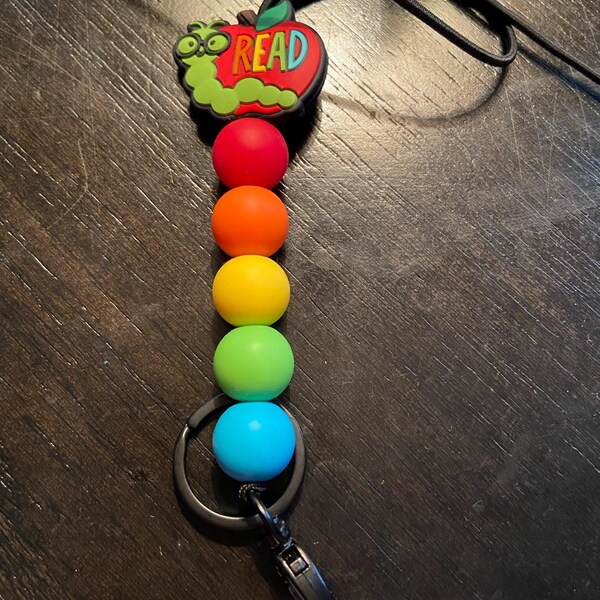 Book Worm Read, Reading, Rainbow Teacher Lanyard for Student Teacher ...