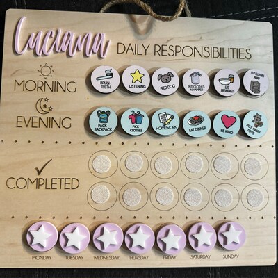 Personalized Childs Chore Chart With Pictures, Daily Toddler Routine ...