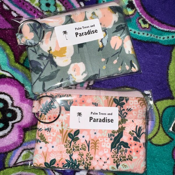 Blue Print Floral Key Fob Fabric Key Fob Navy Key Fob Blue Flower Key ...