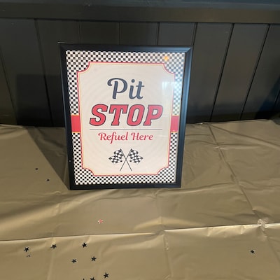 Pit Stop Sign, Race Car Birthday Sign Printable, Racing Food Party Sign ...