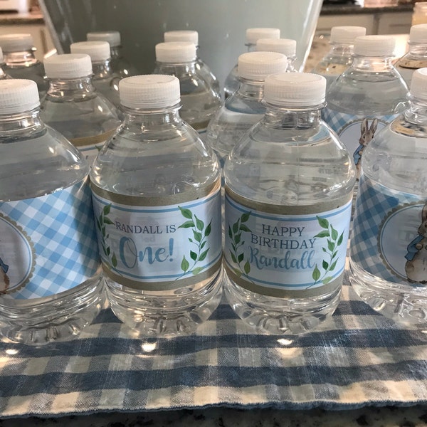 Peter Rabbit Water Bottle Labels, Bunny Birthday Decorations, Boy ...