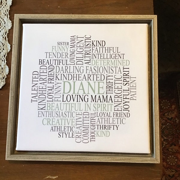 Custom Word Cloud Circle Print or Canvas - Gift or Weddings ...