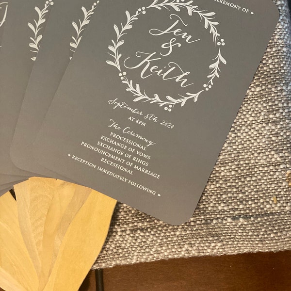 Light Dusty Blue Wedding Program Fans Wooden Sticks Included - Light ...