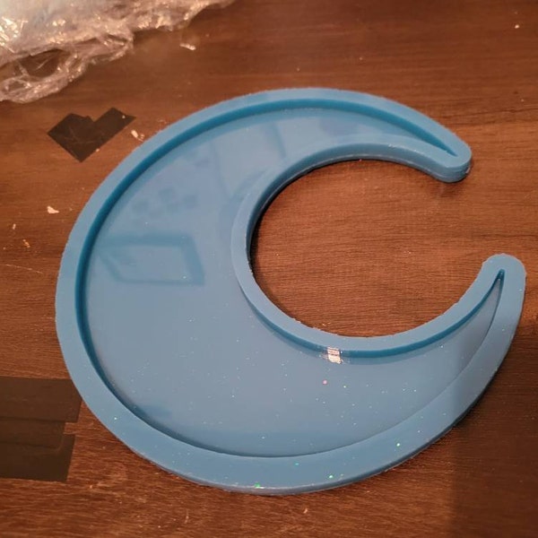 7 Inch Crescent Moon Silicone Mold Thin 3/8in 9mm Shiny Flat Moon ...