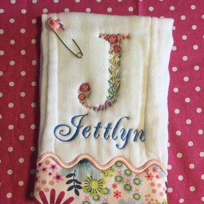 Machine Embroidery LETTER J Uppercase 97mm / 3.85 Tall Dainty Floral ...