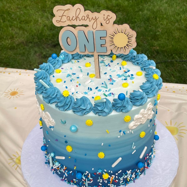 Sun ONE Cake Topper With Custom Name, First Birthday Decorations, 3D Wood Cake Topper, Sun Boho ...