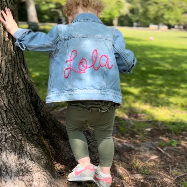 Custom Toddler Denim Jacket Hand Embroidered Baby Jacket Personalized ...