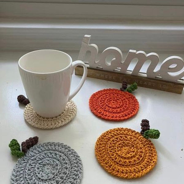 Pumpkin Patch Coasters Crochet Pattern, Fall Crochet Decor, Textured ...