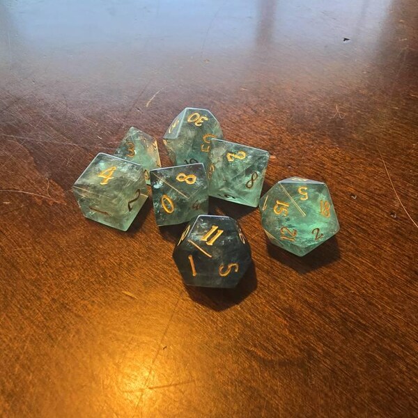 Green Jade DND Dice Set, Aventurine Sharp Edge D&D Dice Set, Dungeons ...