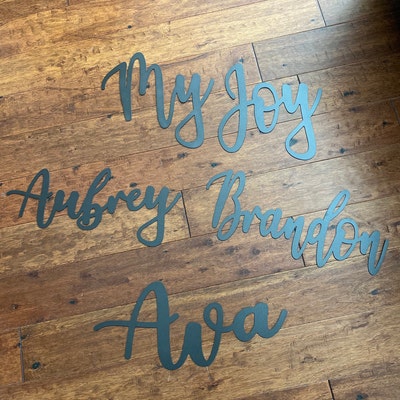 Custom Word Sign Metal Personalized Nursery Name Sign Cursive Word ...