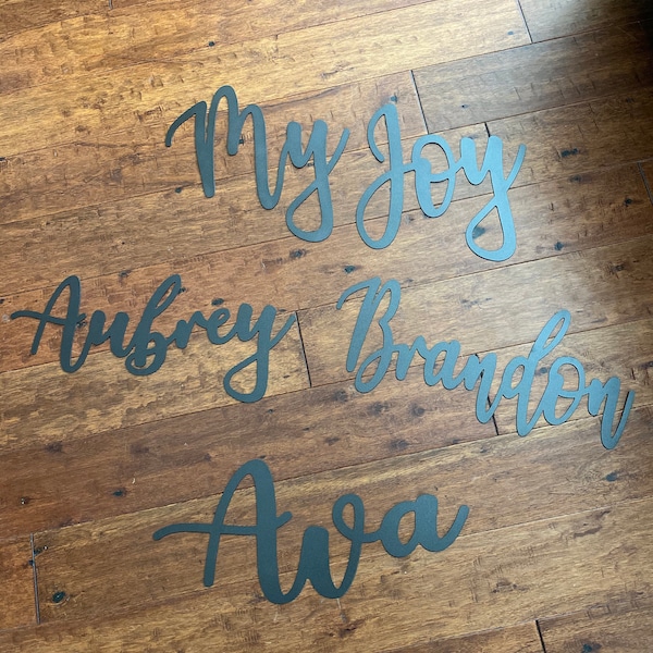 Custom Word Sign Metal Personalized Nursery Name Sign Cursive Word ...