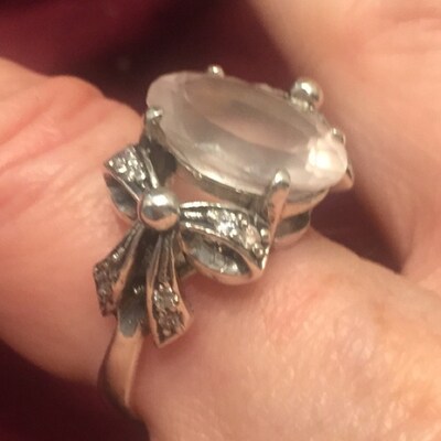 Rose Quartz Ring, January Birthstone, Ribbon Ring, Pink Diamond, Love ...