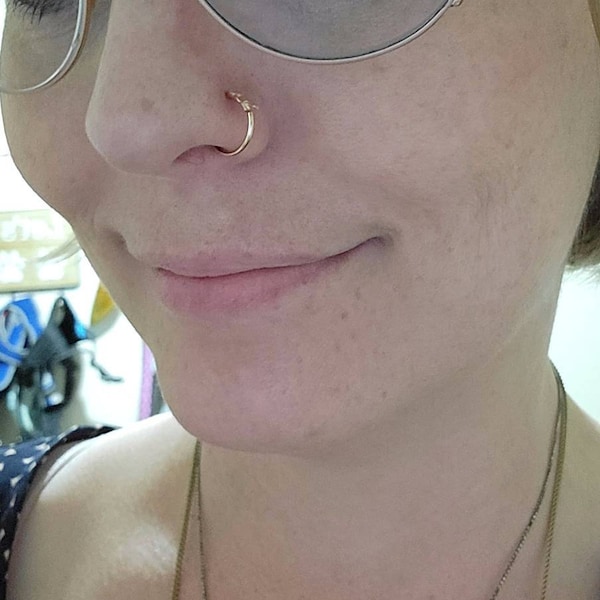 Industrial Piercing Chain Connector in Gold Filled, Helix Ring Triple ...