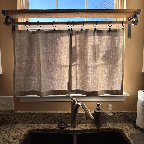 Linen Cafe Curtains LINED| NATURAL MIX Rustic|kitchen Curtains|1 Panel ...