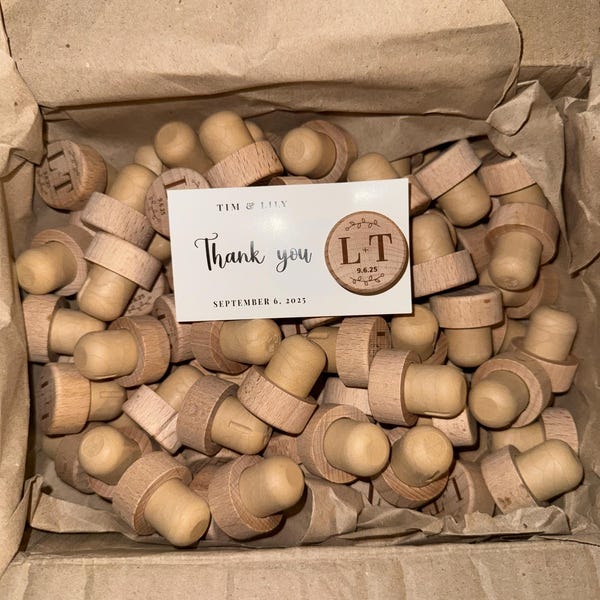 Wedding Favors - Personalized Wine Cork Stopper With Thank You KRAFT ...