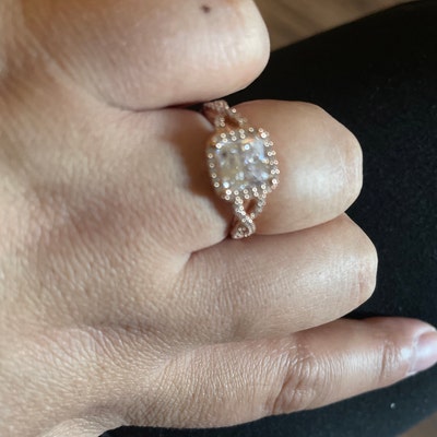 Infinity Crossover Art Deco Engagement Ring CZ Diamond Band Cushion Cut ...