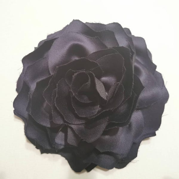 Large SHINY White Flower Brooch Pin Handmade Fabric Silk Big Statement ...