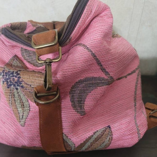 Rose Boho Backpack Women Convertible Bag, Floral Corduroy Bag ...