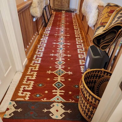 Custom Size Handmade Wool Jute Kilim Dhurrie Runner Rug With Fringes ...