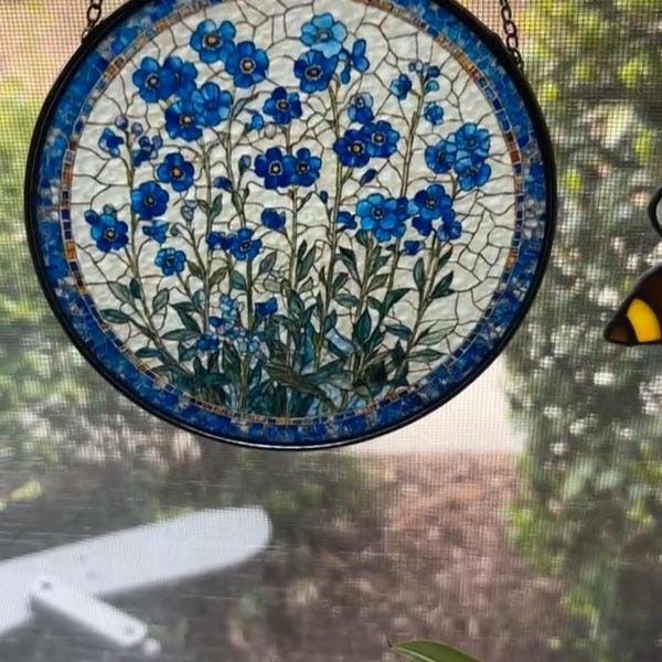 Forget-me-not Stained Glass Suncatcher: Floral Window Decor - Etsy