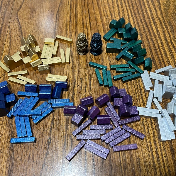 Catan Custom Colored Replacement Game Pieces Real Wood Painted in Berry ...