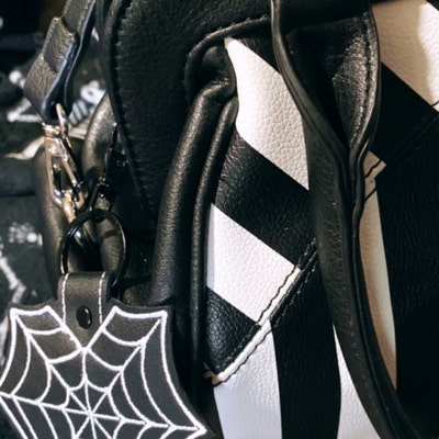 Spider Web Heart Embroidered Faux Leather Keychain - Etsy