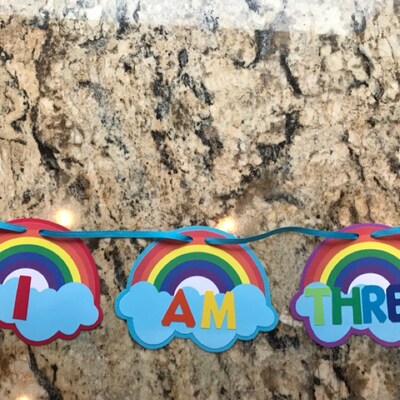 I Am One Rainbow Banner, Rainbow 1st Birthday Banner, Rainbow Birthday ...