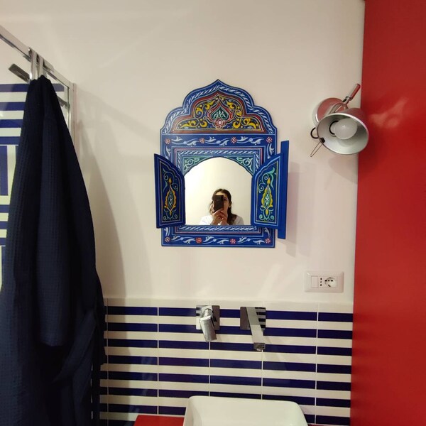 Small Moroccan Mirror With Doors, Bohemian Wall Decor, Ethnic Art for ...