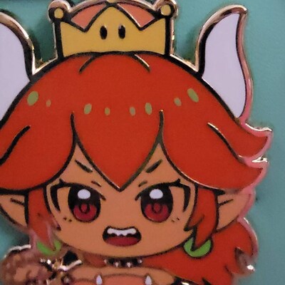 Princess X Poyo red Bowsette Hard Enamel Pin - Etsy