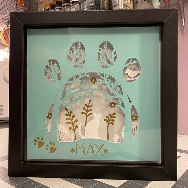 Cat Paw Shadow Box SVG, 3d Papercut SVG, Layered Paper Art Template ...