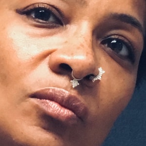 Moon septum septum piercing Half moon septum Silver septum | Etsy