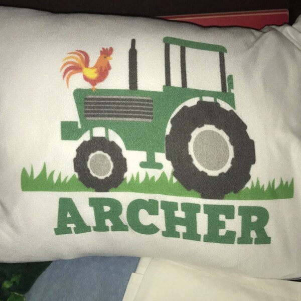 Green Tractor Pillowcase • Boys Personalized Decorative Pillow Case ...