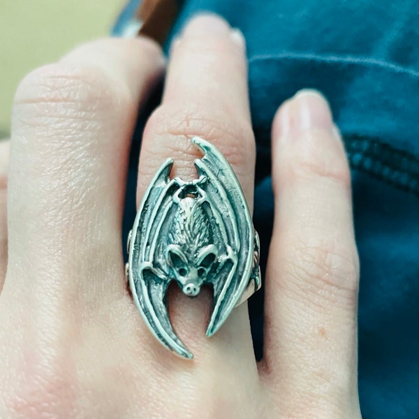 Gothic Bat Ring - Sterling Silver - Medieval Renaissance Jewlery - Etsy