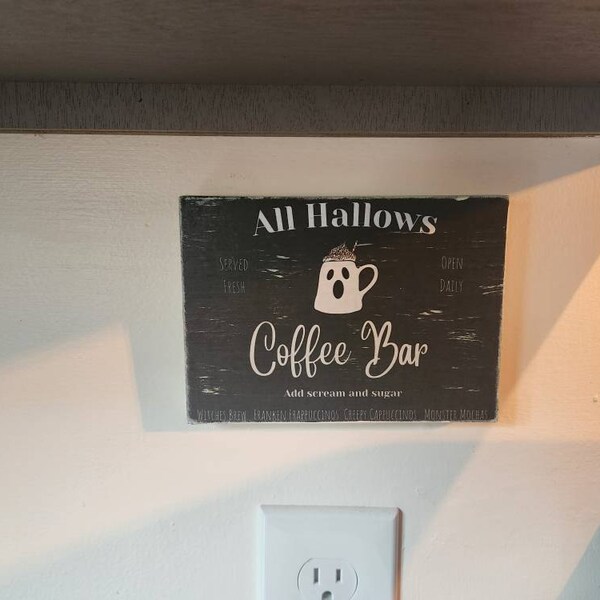 Ghost Coffee Bar Sign, Halloween Coffee Bar Decor, Kitchen Sign, All ...