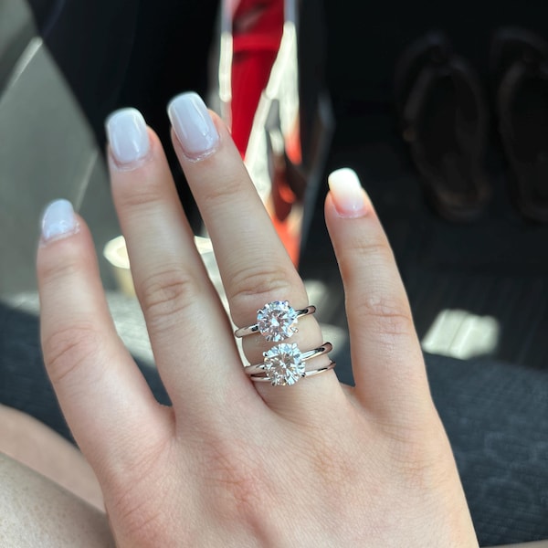 3MM Round Diamond Wedding Band, 2.80CT Simulated Diamond Full Eternity ...