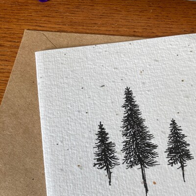 Pine Tree Card With Plantable Wildflower Seed Paper - Etsy