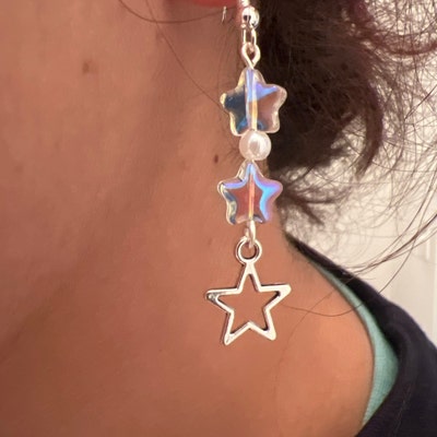 Blue Pink Purple Aesthetic Y2k Beaded Star Keychains - Etsy