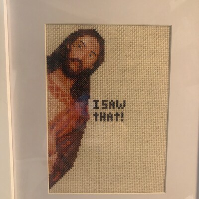 Peeking Jesus Cross Stitch Pattern Modern Xstitch I Saw That Jesus ...
