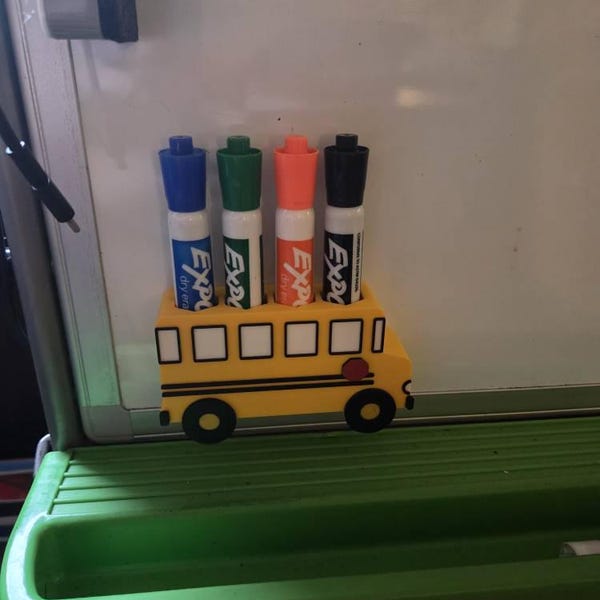 School Bus Magnetic Marker Holder | Whiteboard Organizer for Classroom ...