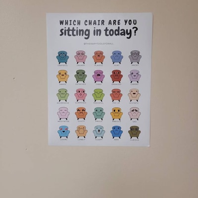 Chair Feelings Digital Chart Print, Therapy Poster, Mental Health, CBT ...