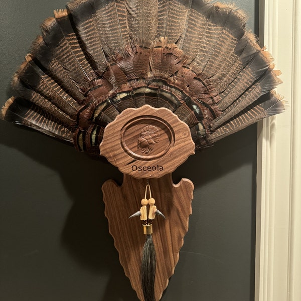 Barnwood or Walnut Shadowbox Turkey Fan Display for Tail, Beards, and ...