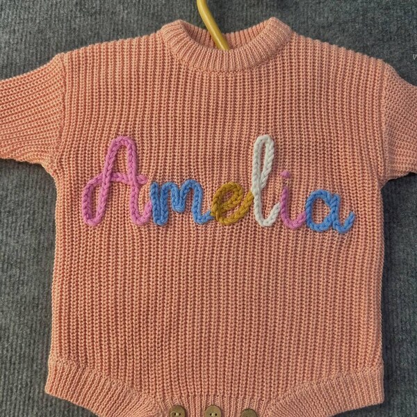 Custom Hand Embroidered Baby Romper, Baby Newborn Romper With Name ...