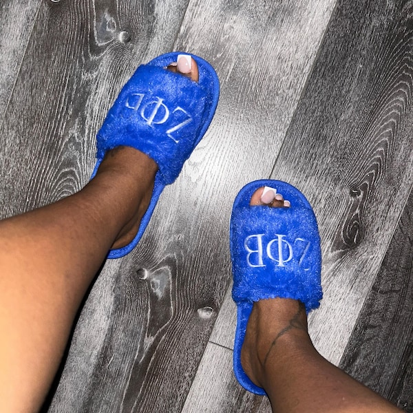 Zeta Phi Beta Finer Blue Plush Embroidered Women's Slipper Slides - Etsy