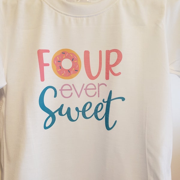 Donut SVG, FOUR Ever Sweet Girl SVG, 4th Birthday, Cutting File for ...