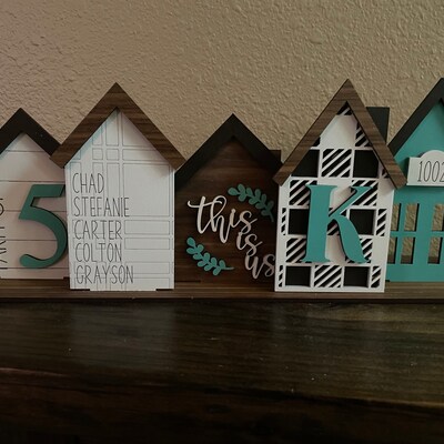 Family Home Standing Houses Centerpiece File SVG, Mantle Decor ...